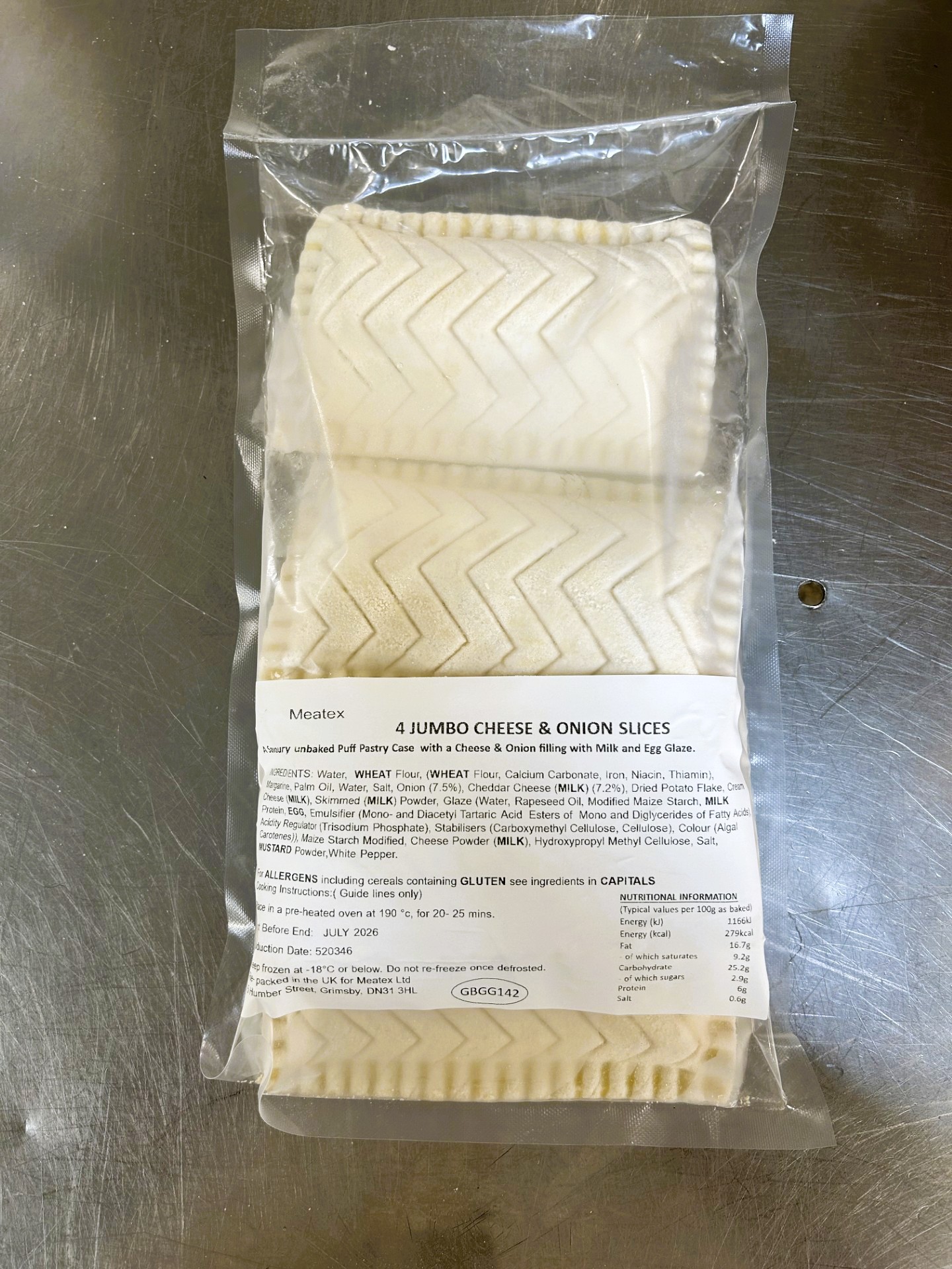 Jumbo Cheese and Onion Slice – Bulk Frozen Supply | Meatex UK