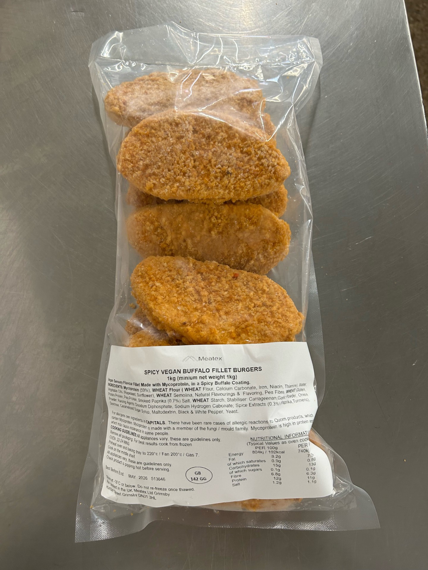 Spicy Vegan Buffalo Flt Burgers – Bulk Frozen Supply | Meatex UK